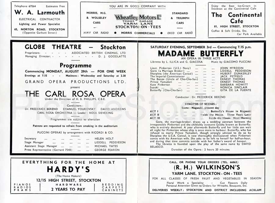 Carl Rosa Opera Programme c1949 | Picture Stockton Archive