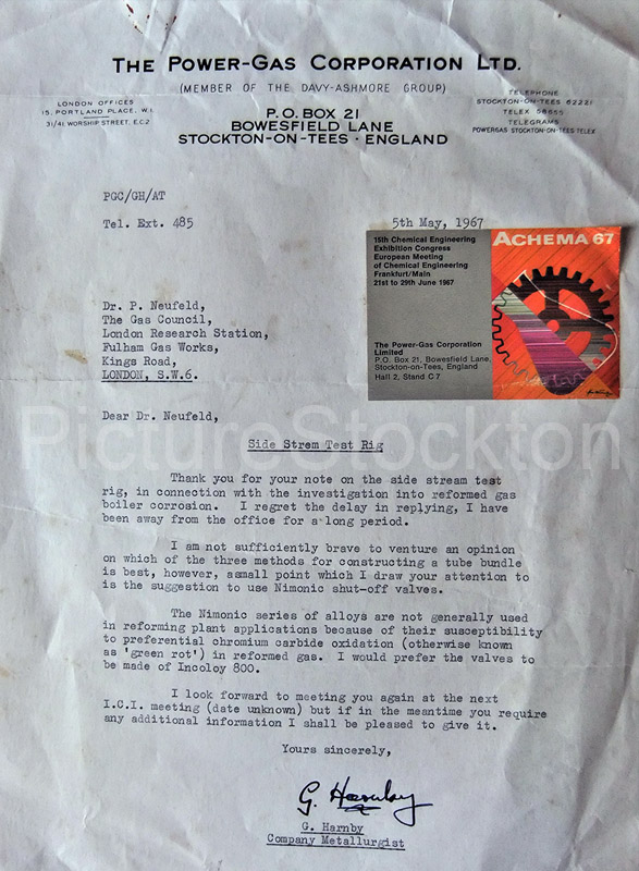 Power Gas Letter from Company Metallurgist | Picture Stockton Archive